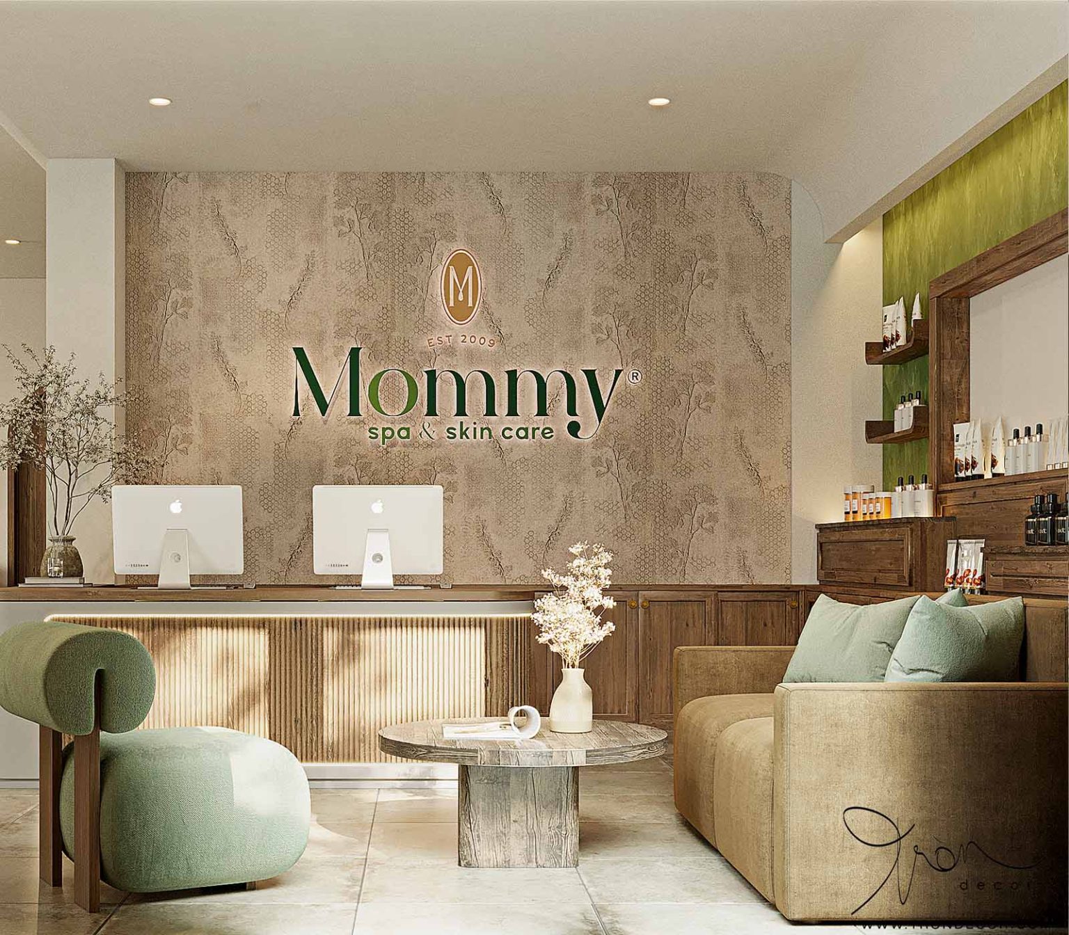 THIẾT KẾ TIỆM NAIL 60M2 - THE NAIL SPA - Tròn Decor